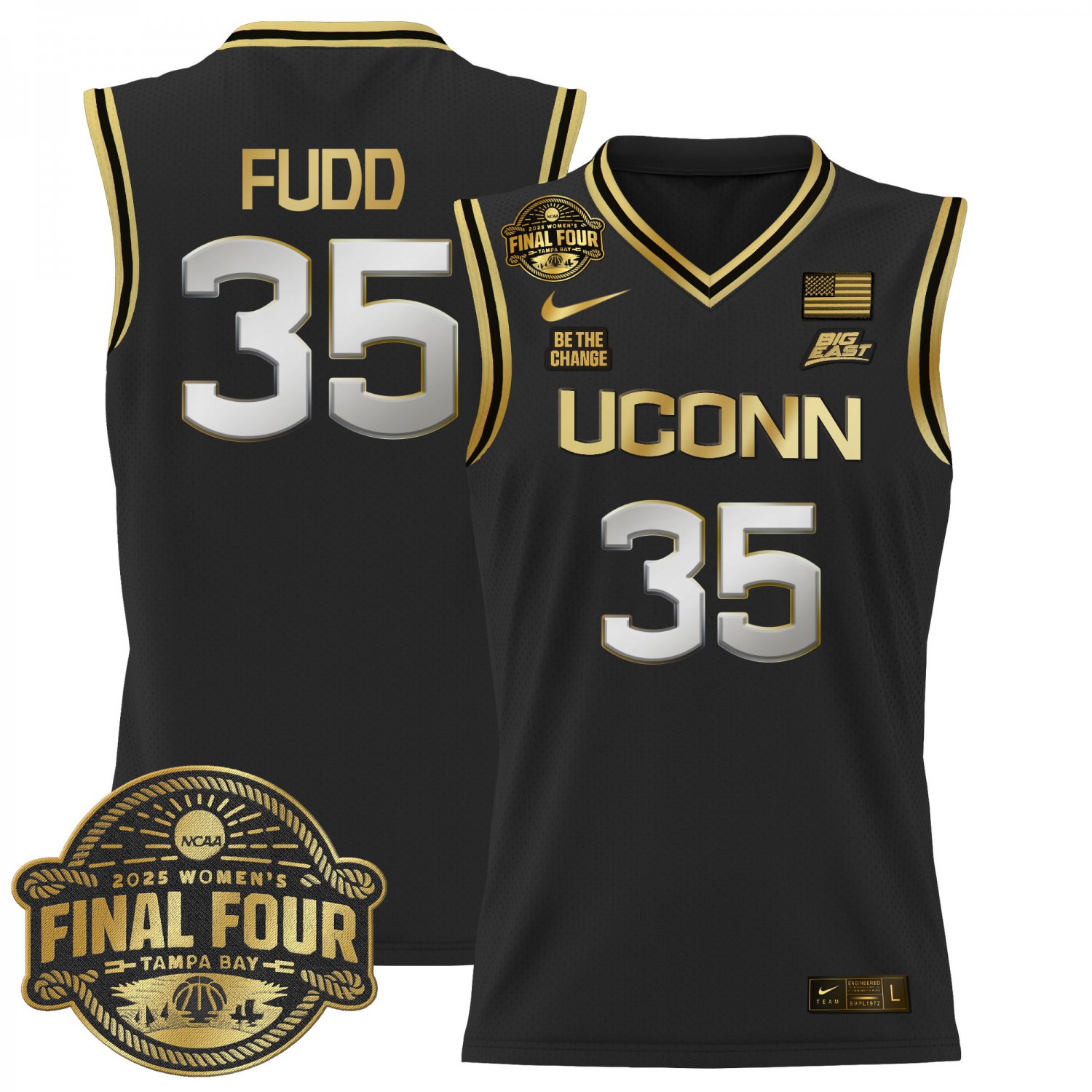 New Azzi Fudd Jersey #35 UConn Huskies 2025 Big Eat Final Four Patch ...