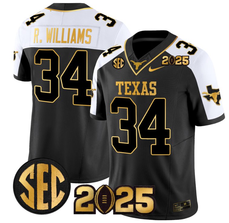 New Ricky Williams Jersey #34 Texas Longhorns 2025 CFP Final Patch Alternate